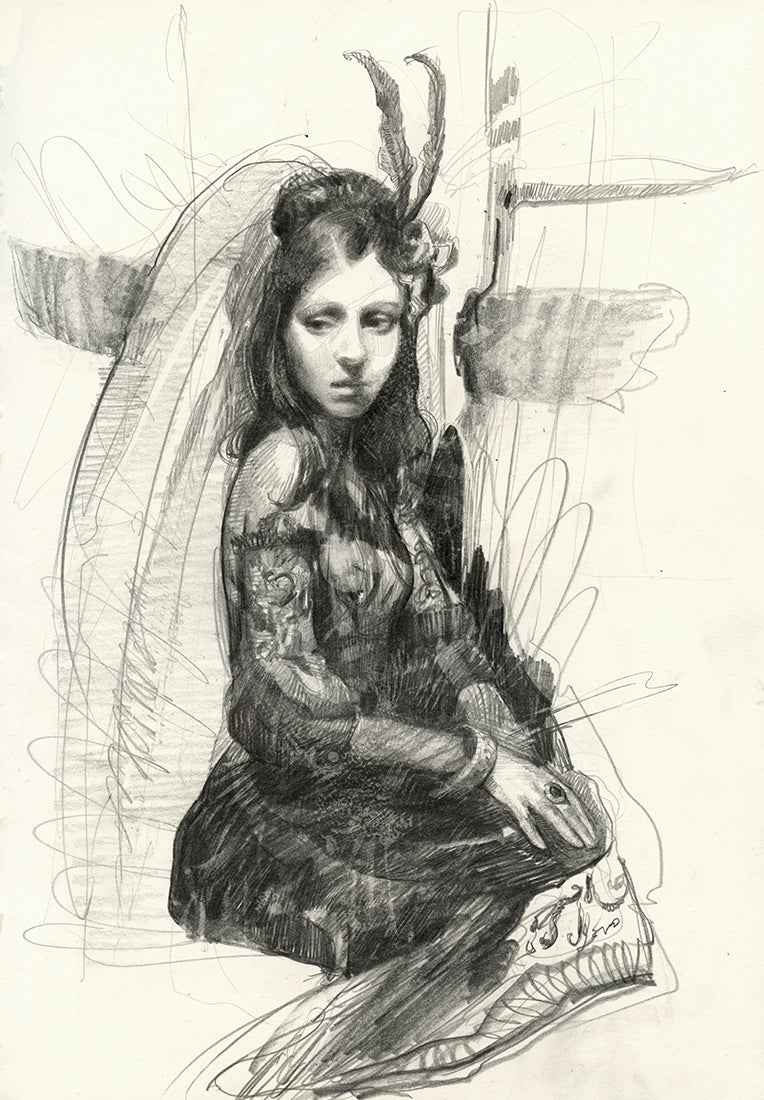 Nadezda - Countess in Black - Original drawing - Modern Eden Gallery